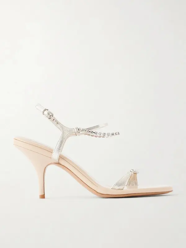 Chloé Embellished Metallic Leather High Heel Sandals - Neutrals
