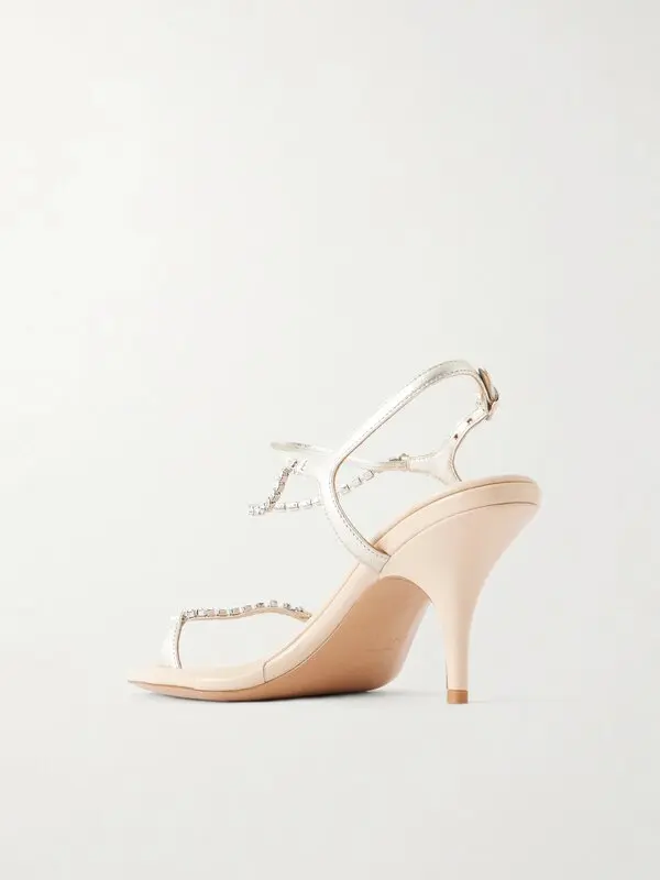 Chloé Embellished Metallic Leather High Heel Sandals - Neutrals