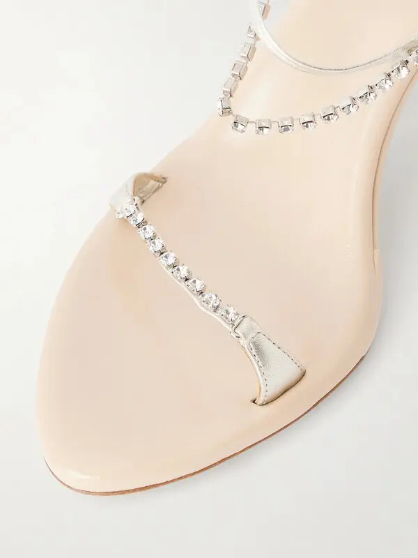 Chloé Embellished Metallic Leather High Heel Sandals - Neutrals