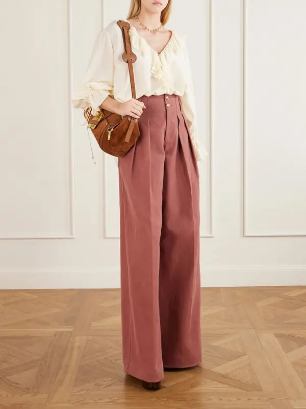 Chloé Ruffled Silk Crepe De Chine Blouse - White