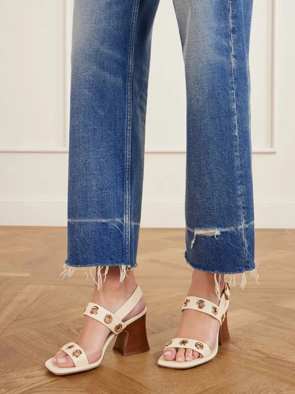 Chloé Embellished Leather Block Heel Sandals