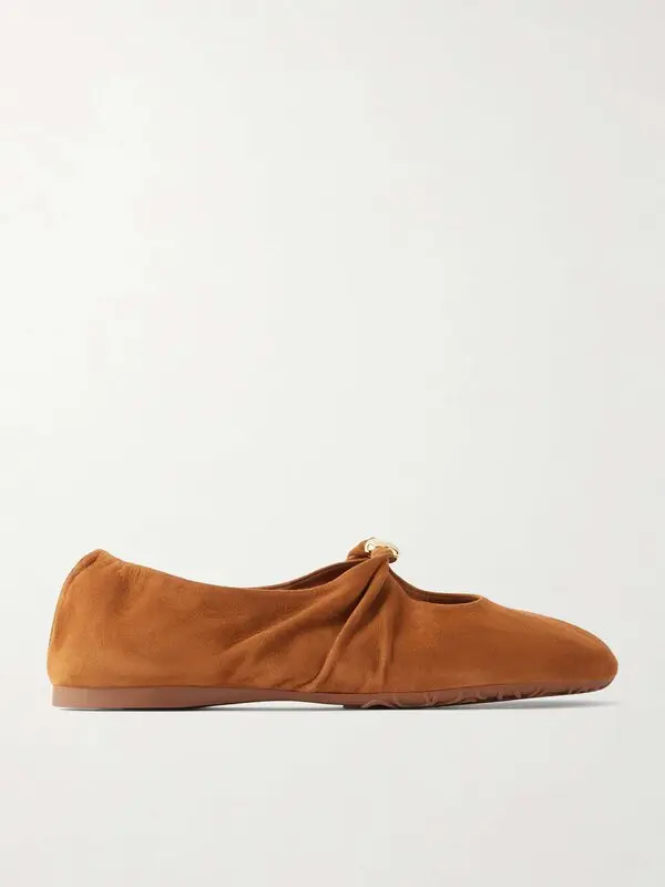 Loewe Pebble Embellished Suede Flats