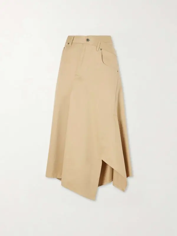 Loewe Asymmetrical Cotton-gabardine Midi Skirt