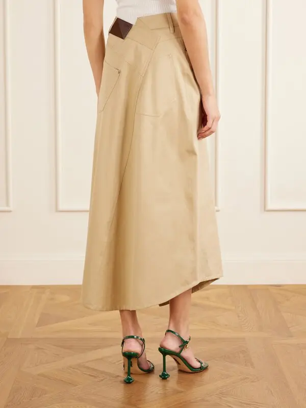 Loewe Asymmetrical Cotton-gabardine Midi Skirt