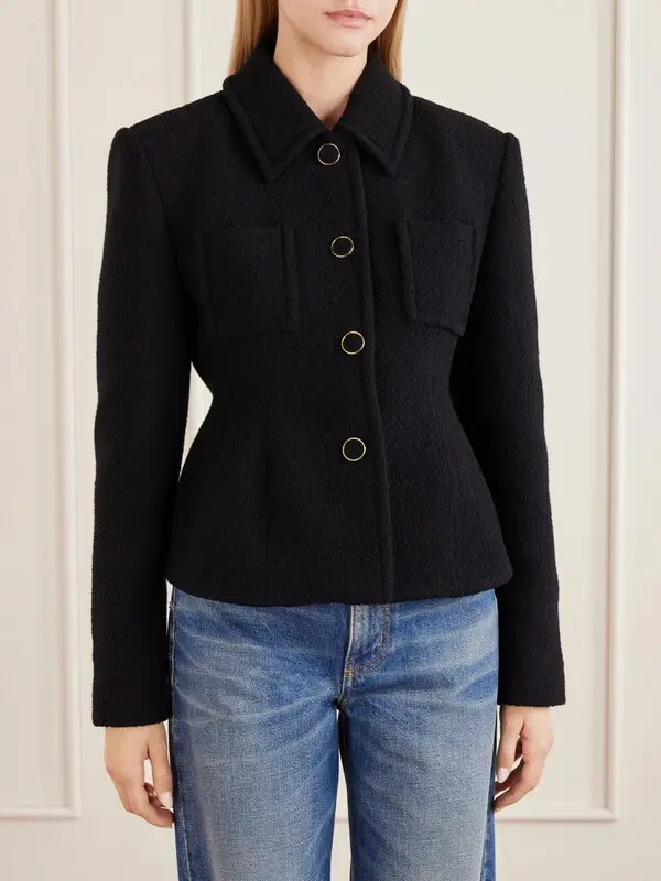 Chloé Wool-blend Bouclé Jacket With Gold Ring Buttons
