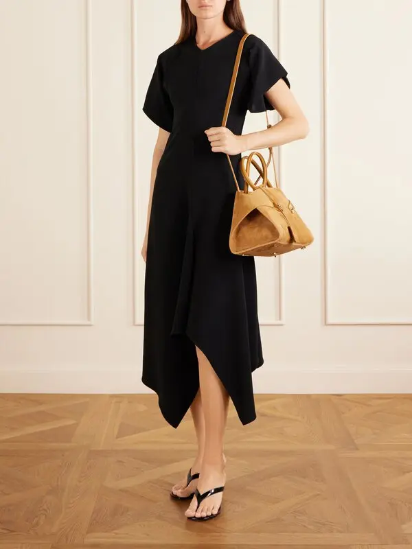FERRAGAMO Hug Small Suede Tote With Leather Trim - Brown