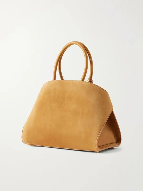 FERRAGAMO Hug Small Suede Tote With Leather Trim - Brown