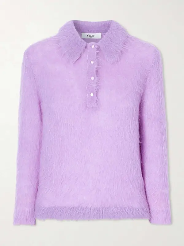 Chloé Alpaca-blend Turtleneck Polo Sweater - Lavender