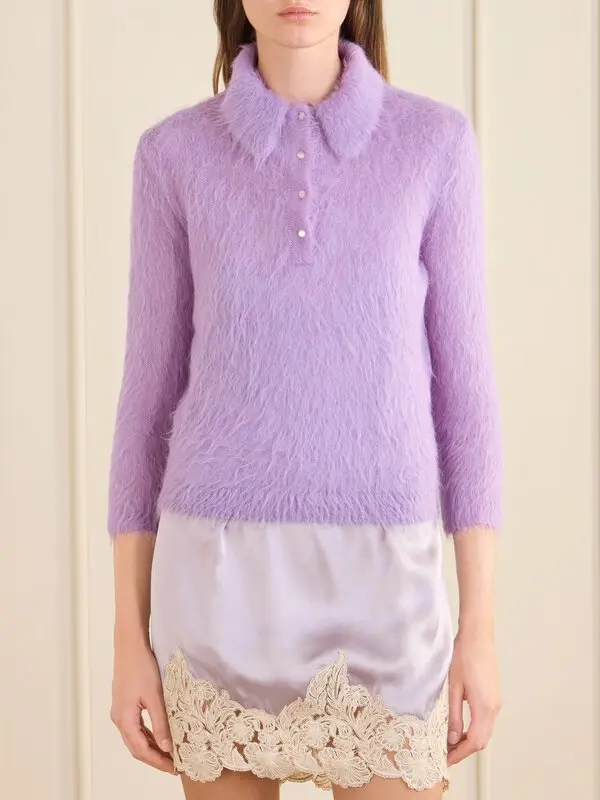 Chloé Alpaca-blend Polo Sweater - Purple