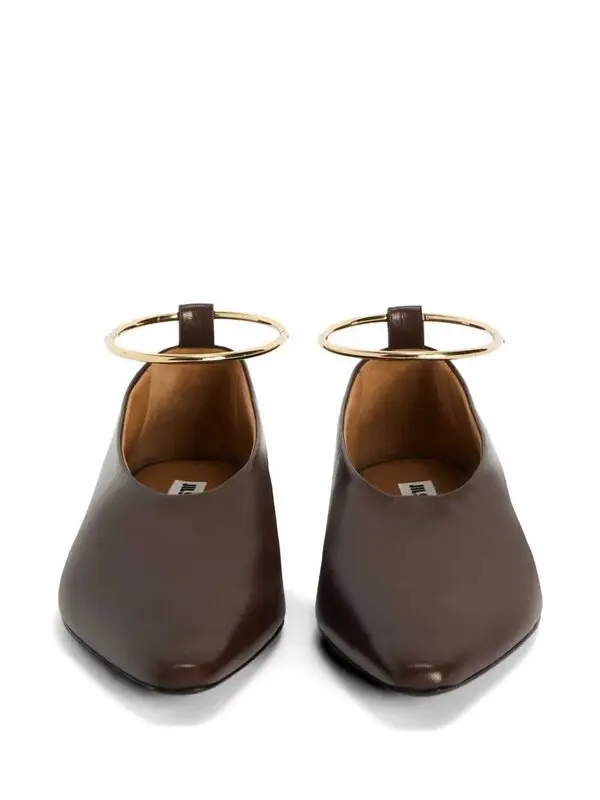JIL SANDER Pointed-toe Suede Ballerinas With Removable Metal Anklet