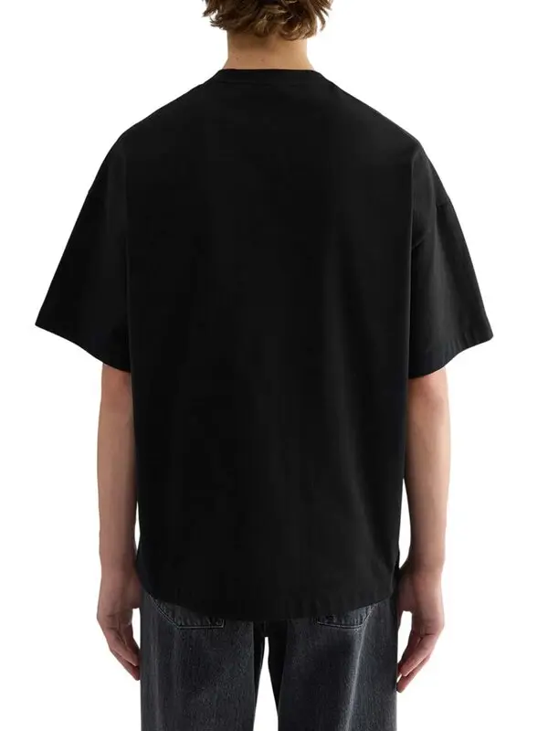 JIL SANDER Crew-neck Cotton T-shirt With Vertical Logo - Black