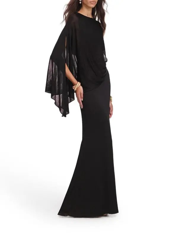SELF-PORTRAIT Long One-shoulder Knit Dress