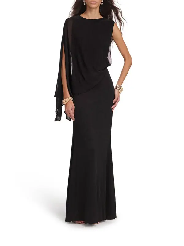 SELF-PORTRAIT Long One-shoulder Knit Dress