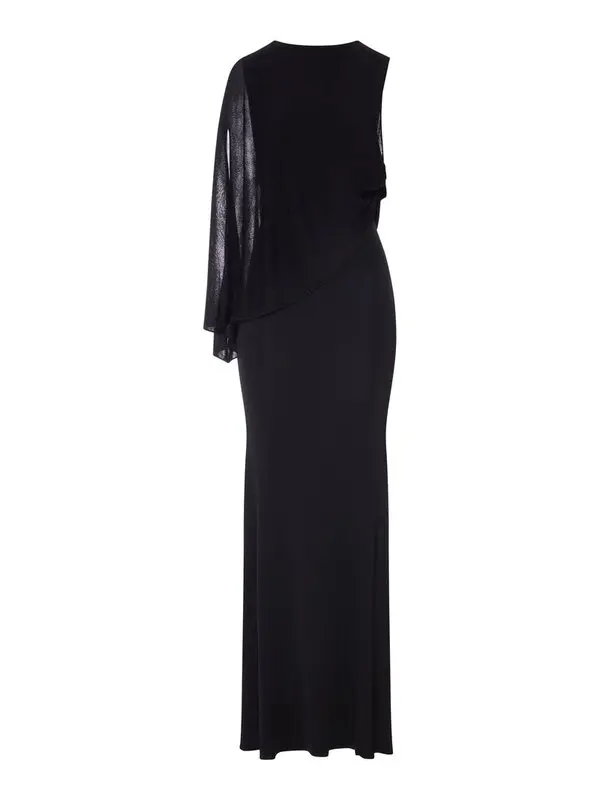 SELF-PORTRAIT Long One-shoulder Knit Dress - Black