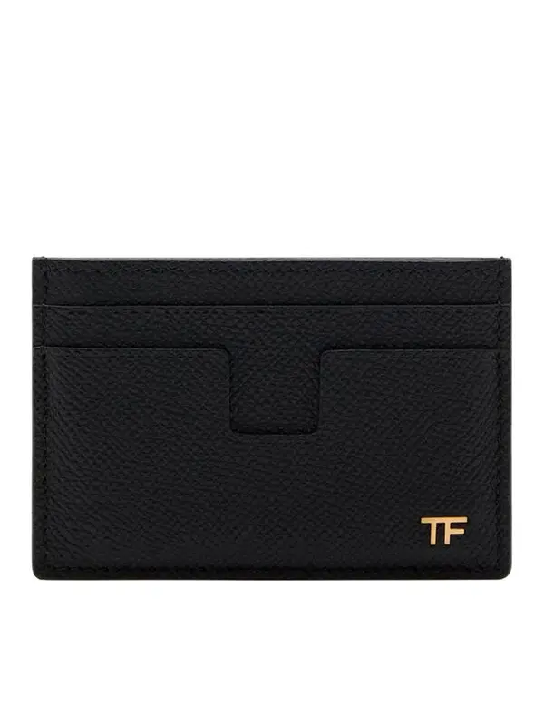 TOM FORD Classic Small Grain Leather Card Holder - Black