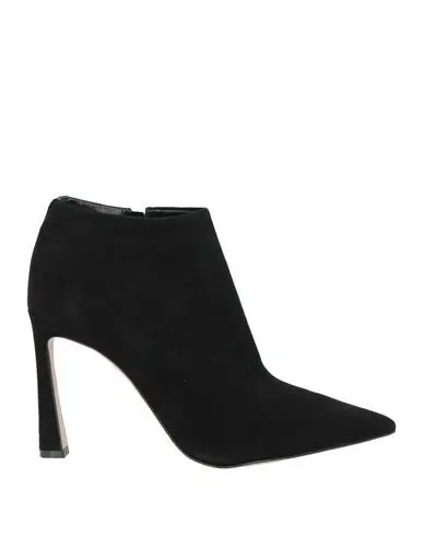 J.A.P. JOSE ANTONIO PEREIRA Suede Pointed Toe Stiletto Heel Ankle Boots - Black