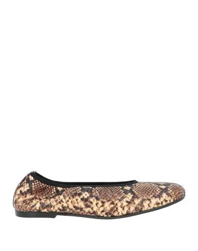 RAS Ballet Flats In Snakeskin-print Leather - Camel