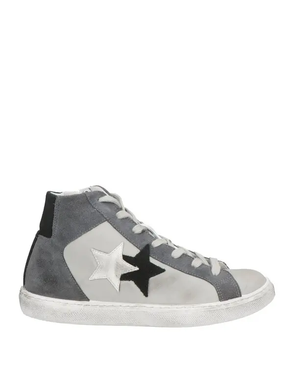 2STAR High-top Leather And Suede Sneakers With Star Detail