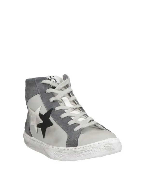 2STAR High-top Leather And Suede Sneakers With Star Detail