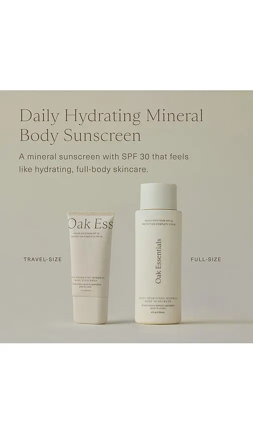Oak Essentials Travel Daily Hydrating Mineral Body Sunscreen Spf 30