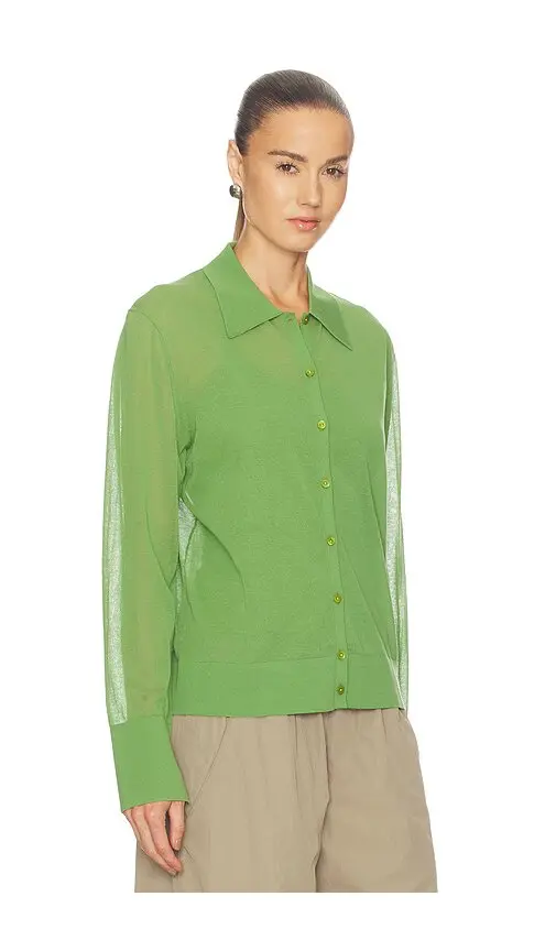 FRAME The Collared Cardigan In Green