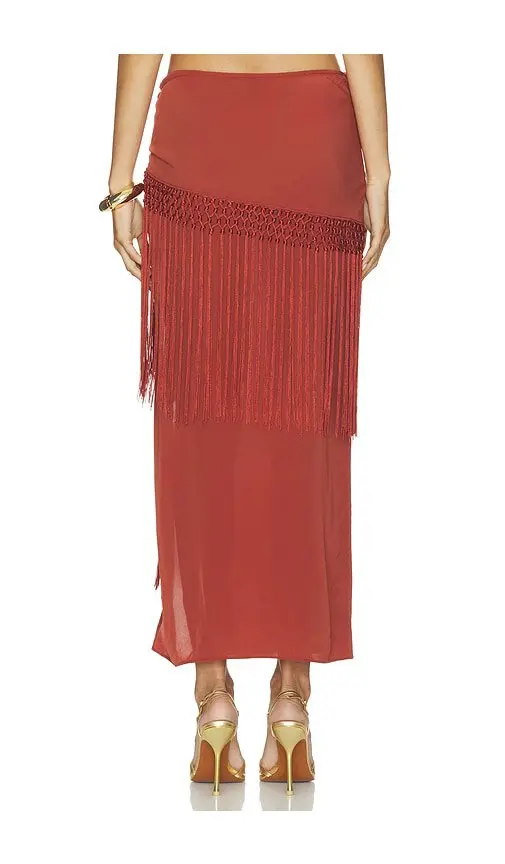 LOBA Saman Wrap Maxi Skirt In Red