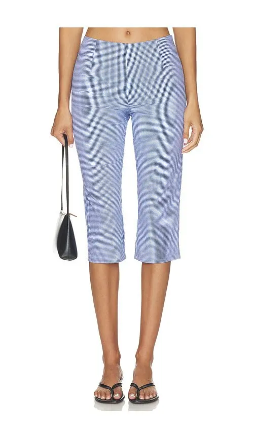 MORE TO COME Tailored Capri Pants With Gingham Checkered Print