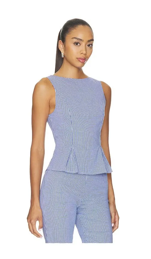 MORE TO COME Drea Peplum Top In Blue