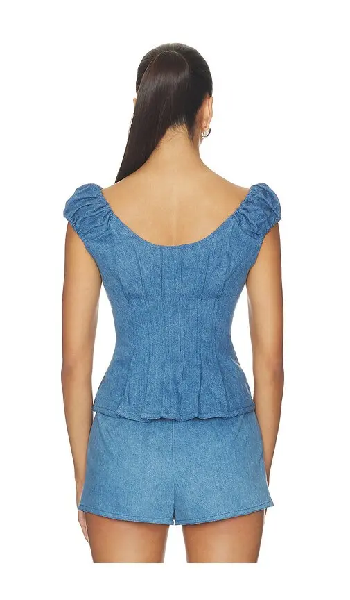 LOVERS AND FRIENDS Mabel Denim Top In Blue