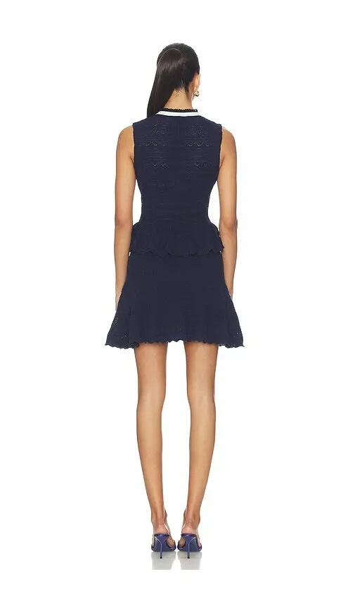 SELF-PORTRAIT Peplum Pointelle Knit Mini Dress