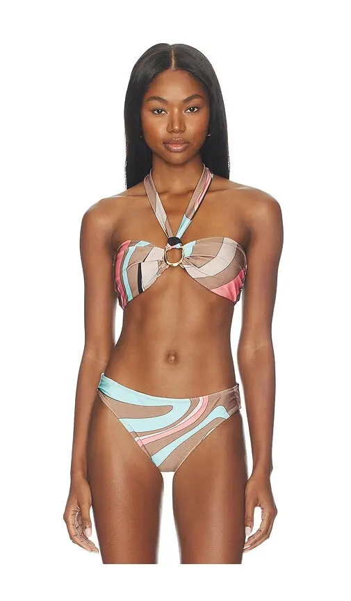 L'Agence Krysta Bandeau Bikini Top - Ice Blue Multi