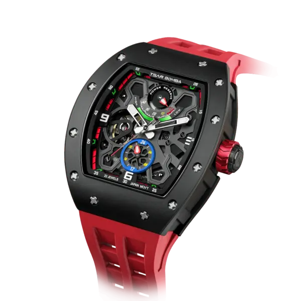 TSAR BOMBA Automatic Tonneau Sport Watch With Fkm Rubber Strap - White
