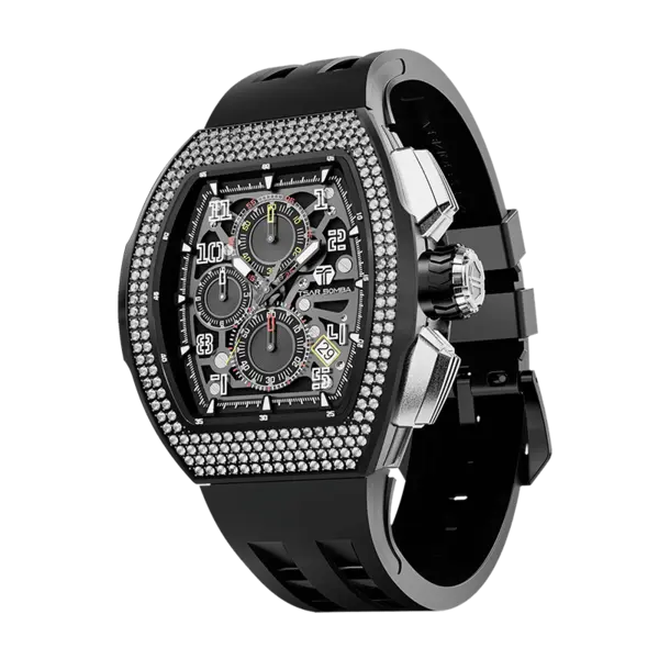 TSAR BOMBA Carbon Fiber Chronograph Watch With Sapphire Crystal - Black