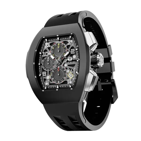 TSAR BOMBA Carbon Fiber Chronograph Watch With Sapphire Crystal - Black
