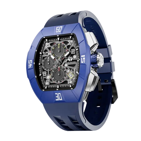 TSAR BOMBA Carbon Fiber Chronograph Watch With Sapphire Crystal - Blue