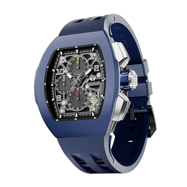 TSAR BOMBA Carbon Fiber Chronograph Watch With Sapphire Crystal - Blue