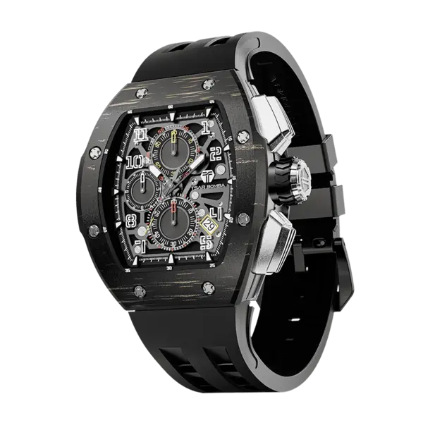 TSAR BOMBA Carbon Fiber Chronograph Watch With Sapphire Crystal - Gold