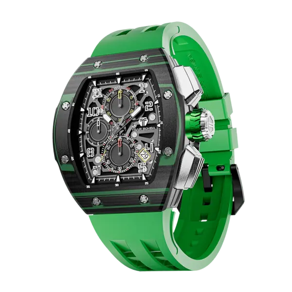 TSAR BOMBA Carbon Fiber Chronograph Watch With Sapphire Crystal - Green