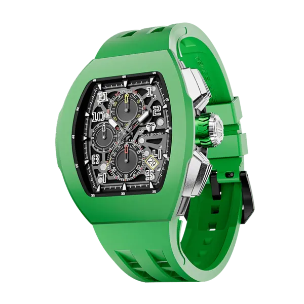 TSAR BOMBA Carbon Fiber Chronograph Watch With Sapphire Crystal - Green