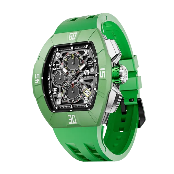 TSAR BOMBA Carbon Fiber Chronograph Watch With Sapphire Crystal - Green