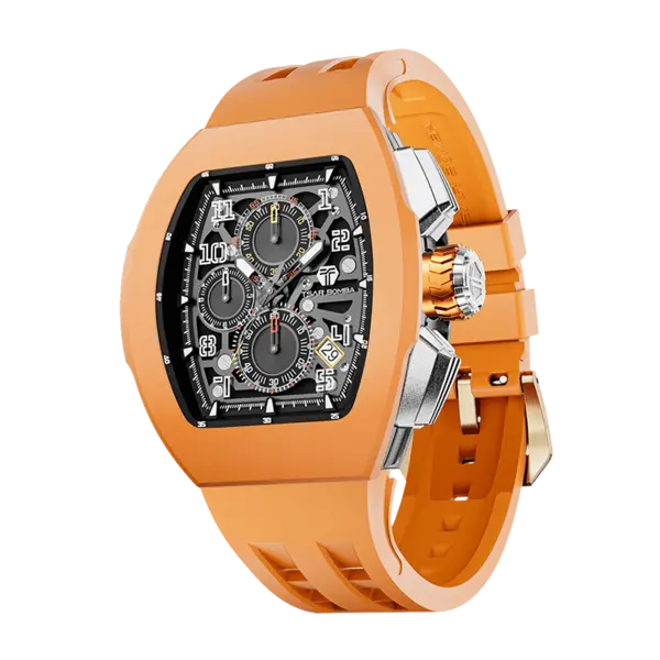 TSAR BOMBA Carbon Fiber Chronograph Watch With Sapphire Crystal - Orange