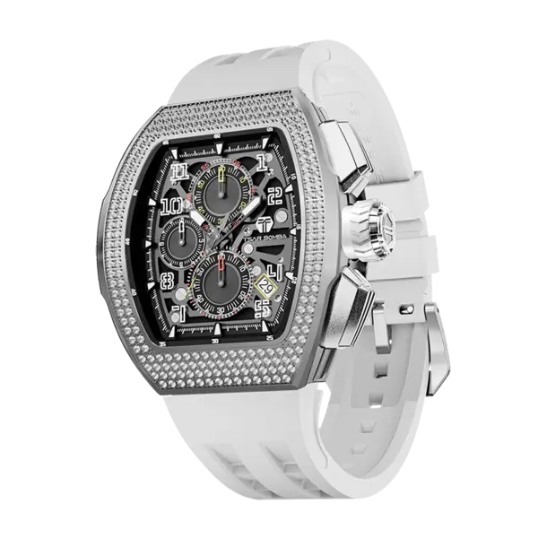 TSAR BOMBA Carbon Fiber Chronograph Watch With Sapphire Crystal - White