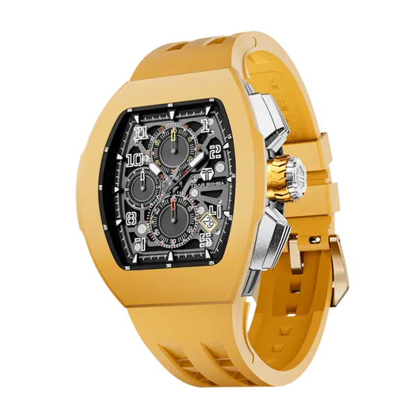 TSAR BOMBA Carbon Fiber Chronograph Watch With Sapphire Crystal - Yellow