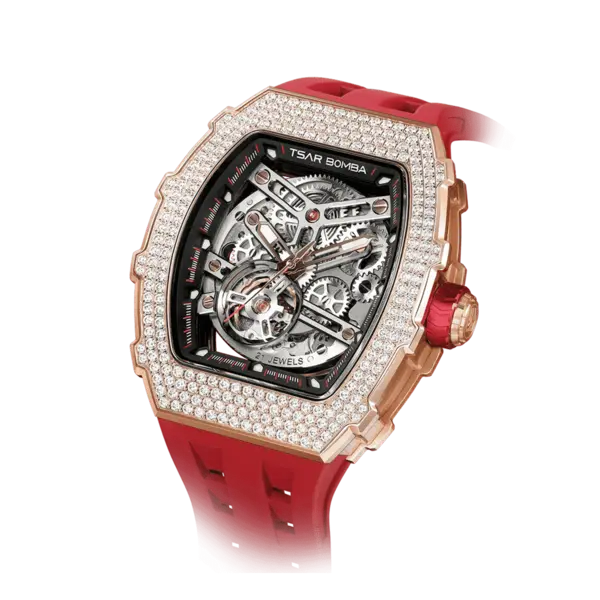 TSAR BOMBA Automatic Chronograph Watch With Ceramic Bezel And Sapphire Crystal - Red