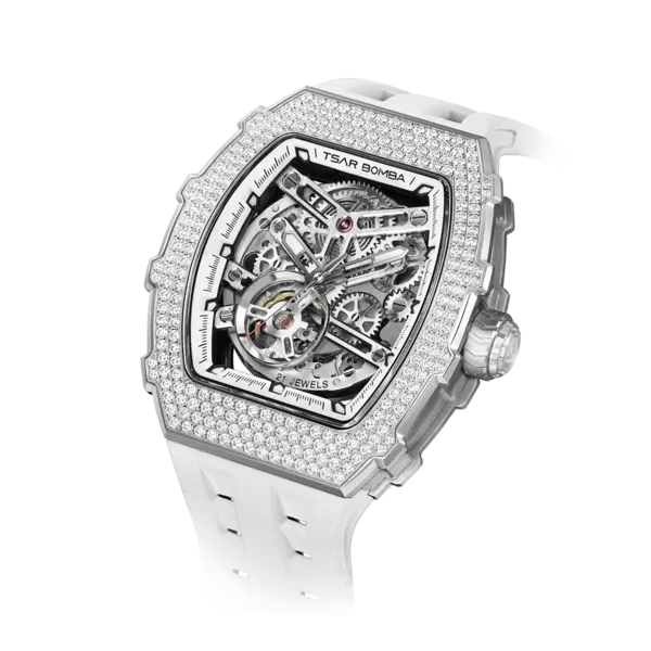 TSAR BOMBA Automatic Chronograph Watch With Ceramic Bezel And Sapphire Crystal - White