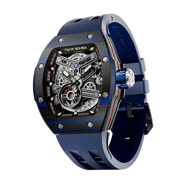 TSAR BOMBA Automatic Mechanical Tonneau Watch - Blue