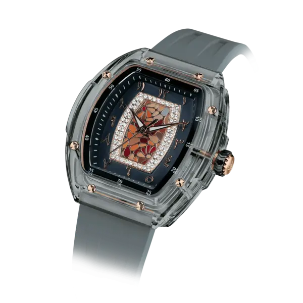 TSAR BOMBA Tb8219 Acrylic Elemental Series Quartz Watch With Mother Of Pearl Dial - Arab Gray