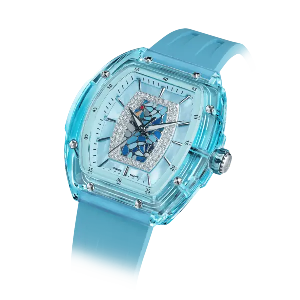 TSAR BOMBA Tb8219 Acrylic Elemental Series Quartz Watch With Mother Of Pearl Dial - Blue
