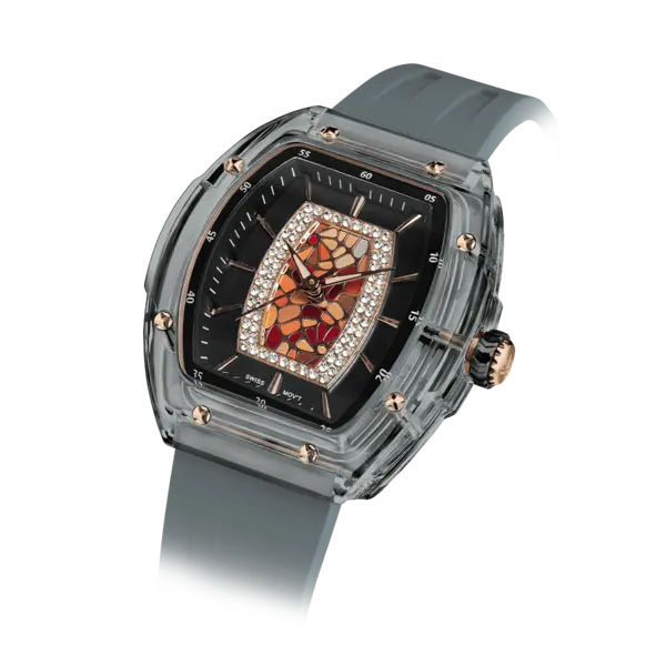 TSAR BOMBA Tb8219 Acrylic Elemental Series Quartz Watch With Mother Of Pearl Dial - Gray