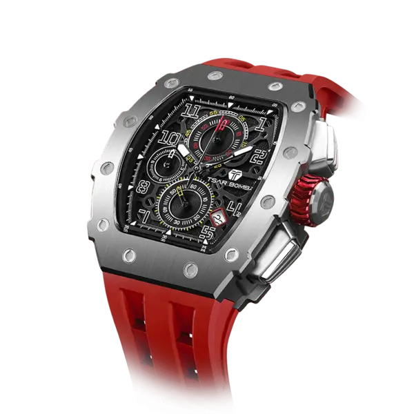 TSAR BOMBA Chronograph Watch - Silver Red